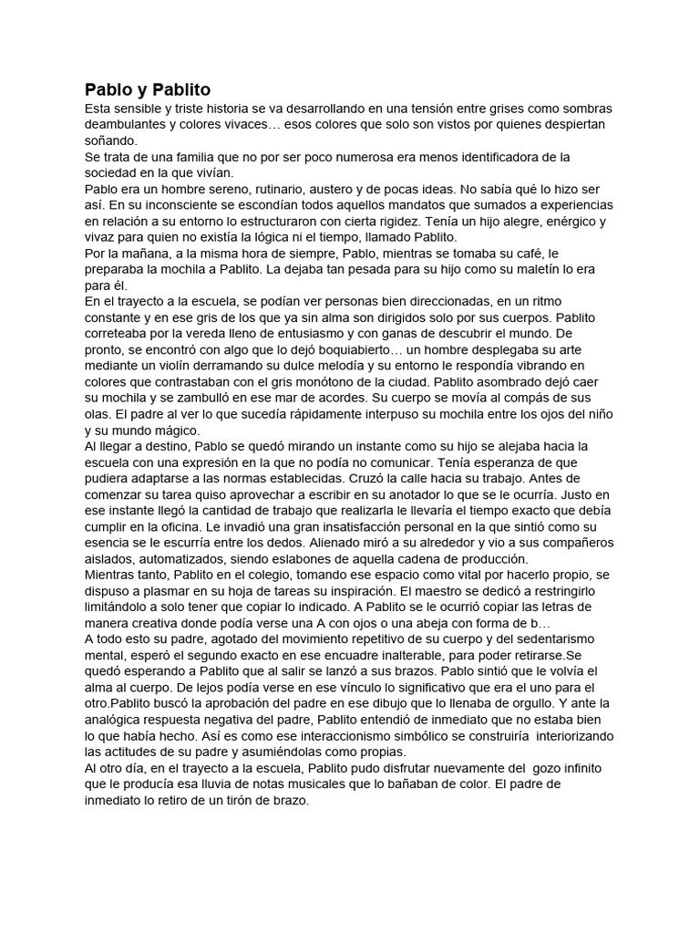 La lucha de Pablito por su esencia | PDF | Artes del Lenguaje y ...
