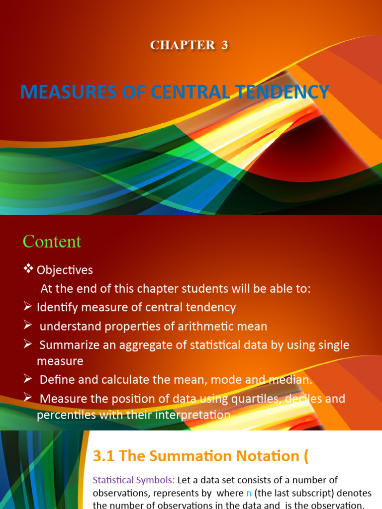 CH-3 PPT For Basic Stat (Repaired) | PDF | Mean | Arithmetic Mean