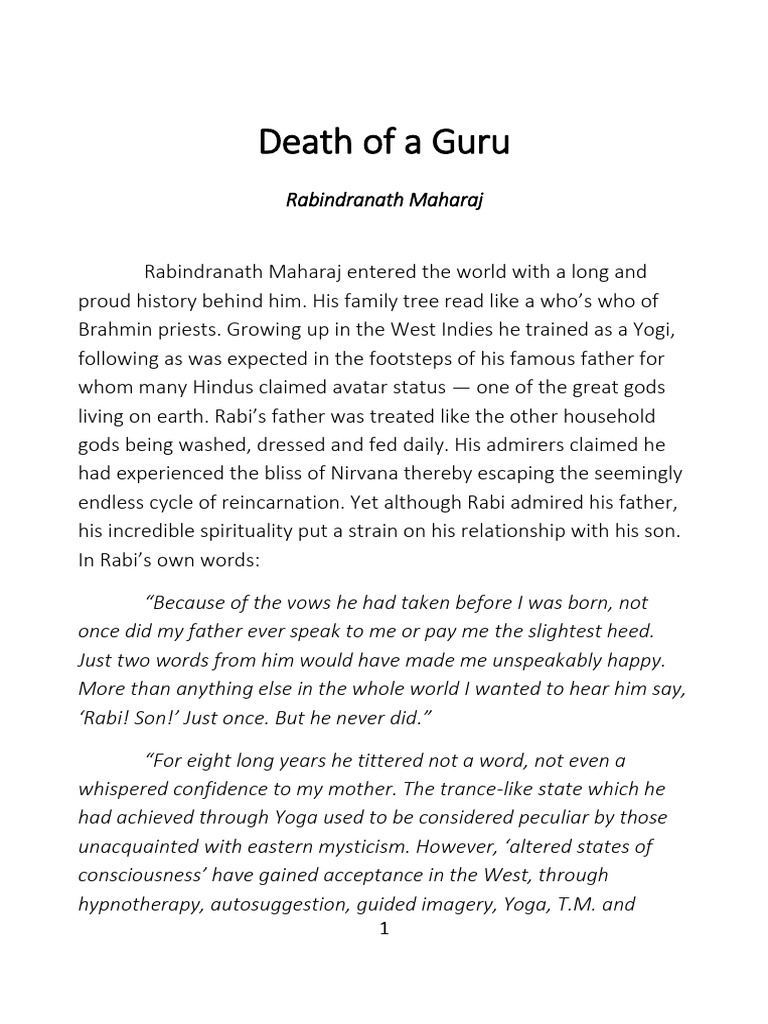 Death of A Guru Rabindranath Maharaj | PDF | Born Again | Jesus