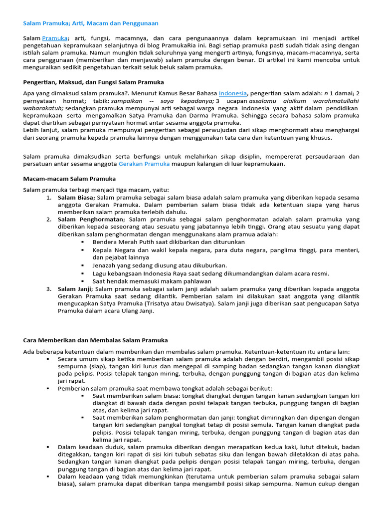 Macam dan Cara Salam Pramuka | PDF
