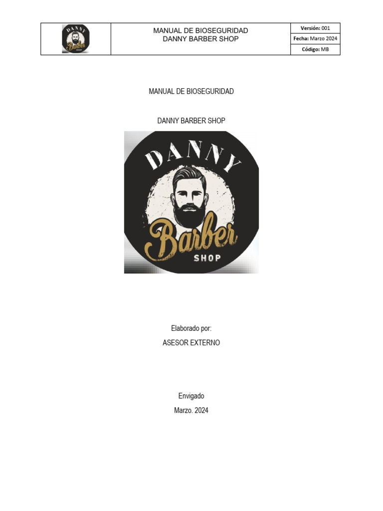 MANUAL DE BIOSEGURIDAD DANNY BARBER SHOP | PDF | Esterilización ...