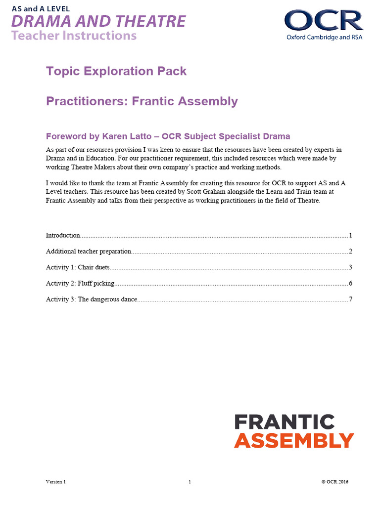 Practitioners Frantic Assembly | PDF | Optical Character Recognition ...