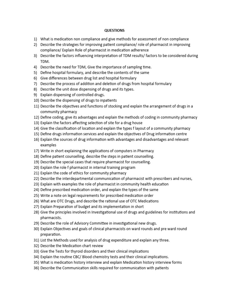 Pp-Type of Questions | PDF | Pharmacy | Drugs