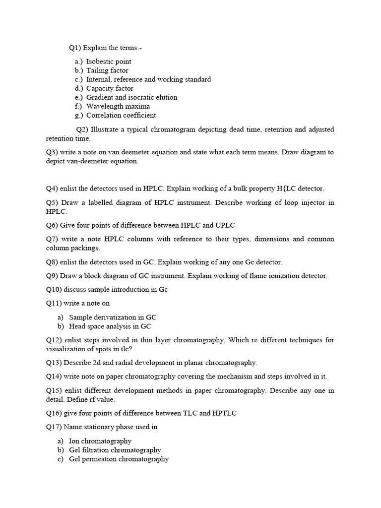 IMA Question Bank | PDF | High Performance Liquid Chromatography ...