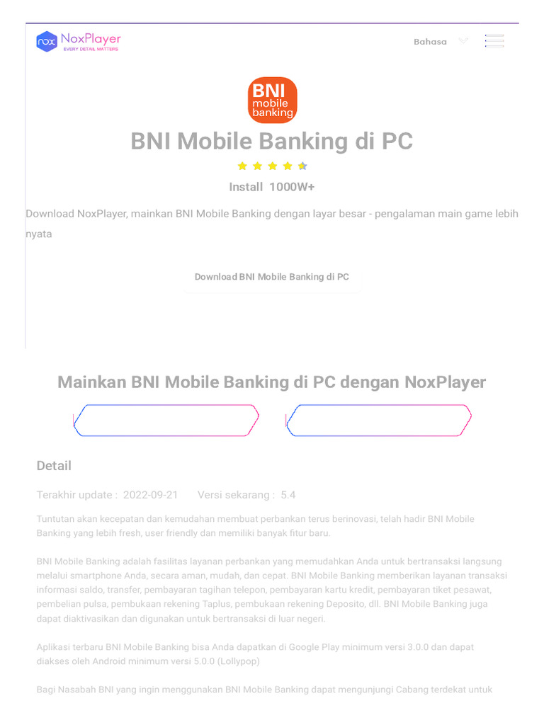 BNI Mobile Banking Di PC Dengan NoxPlayer | PDF