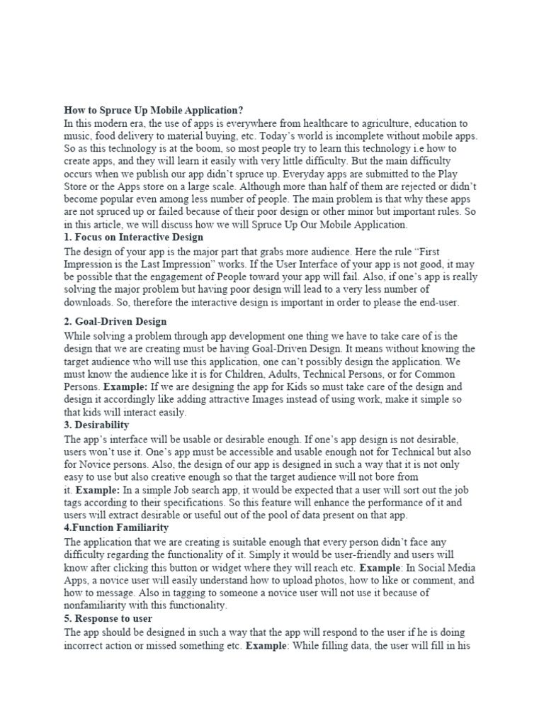 Spruce Up Mobile Application | PDF | Mobile App | Usability