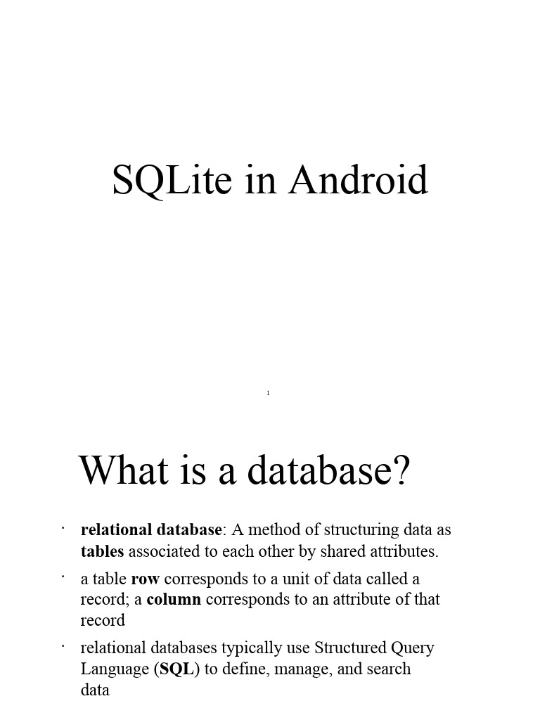 Android Sqlite | Download Free PDF | Databases | Relational Database