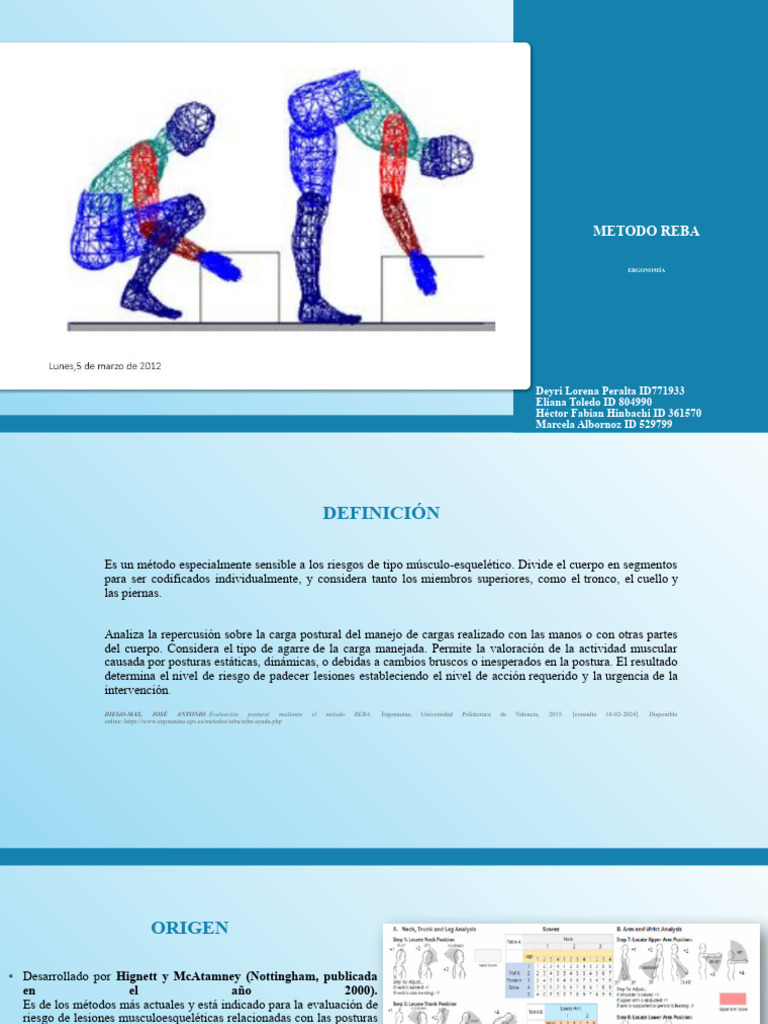 Evaluación Postural con Método REBA | PDF | Factores humanos y ergonomía