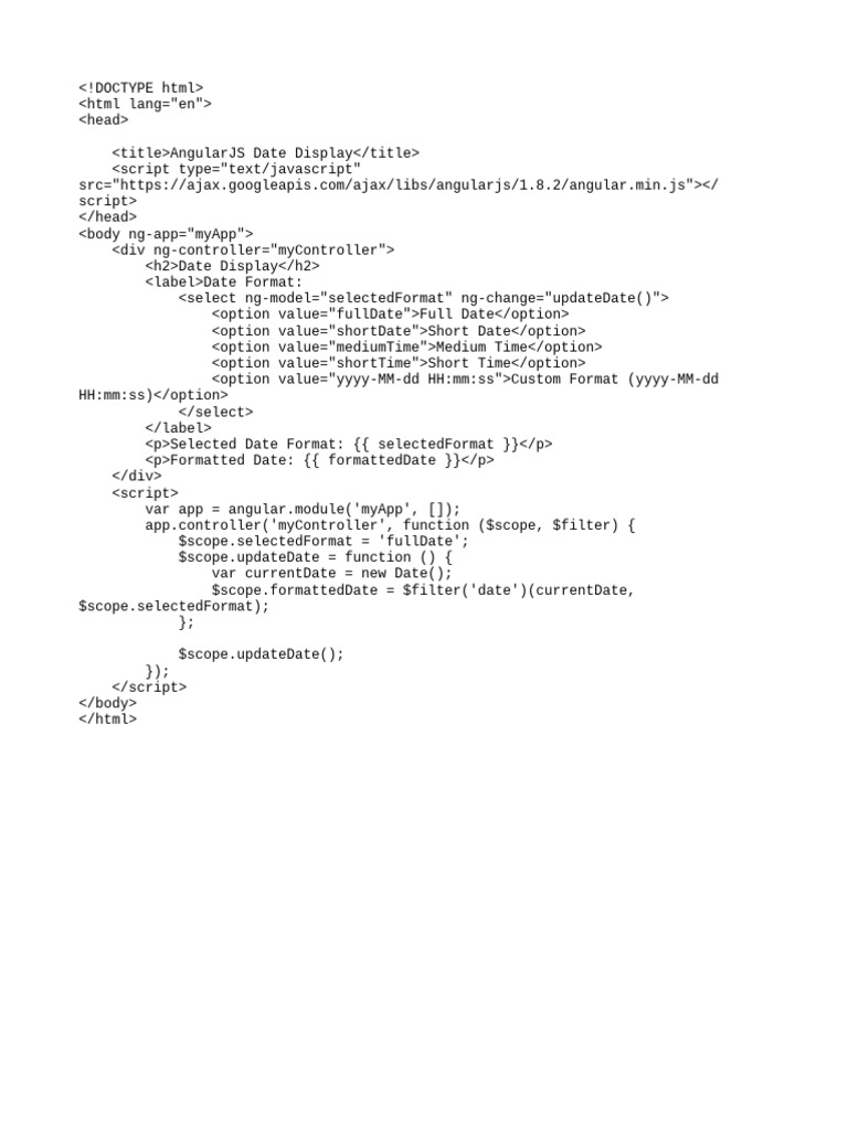 AngularJS Date Format Selector | PDF | Business | Technology & Engineering