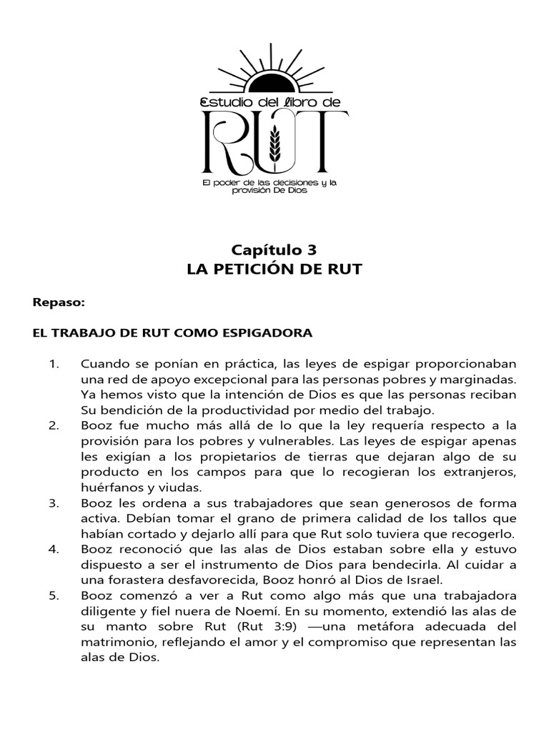 Rut 3: La Petición y Redención | PDF | Rut (figura bíblica) | Libro de rut