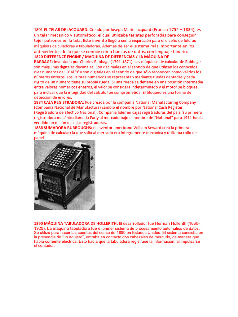 Máquina Tabuladora de Hollerith 1890 | PDF