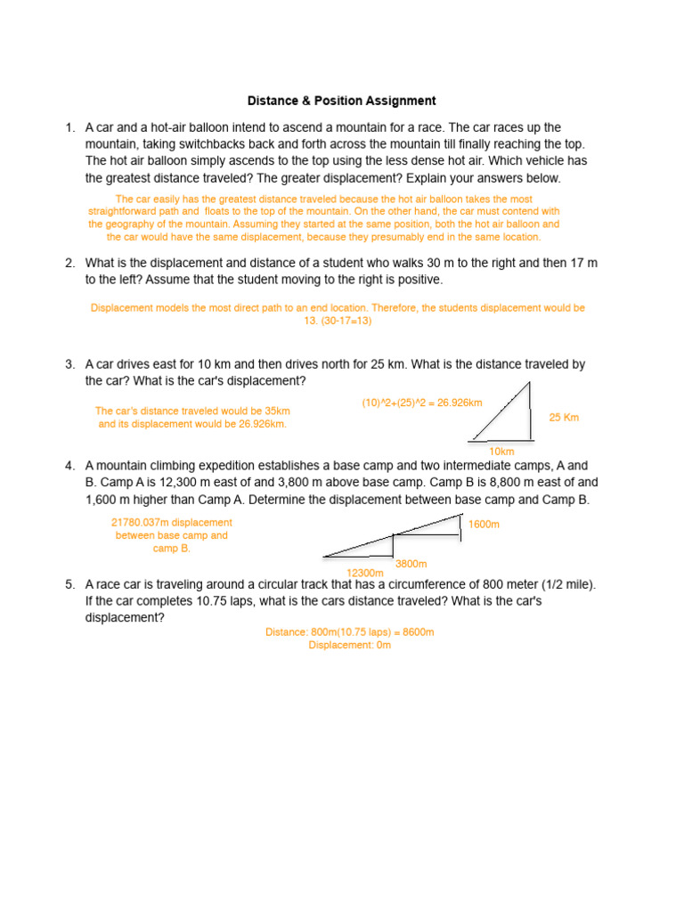 Distance and Displacement Problems | PDF | Mountaineering