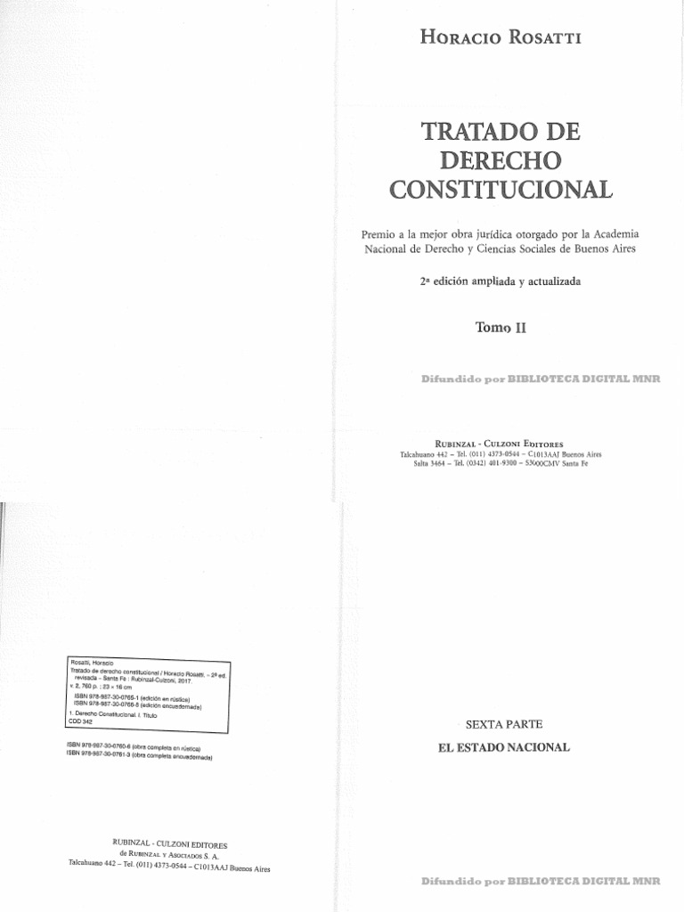Horacio Rosatti - Tomo II - Tratado de Derecho Constitucional (Actualizado) | PDF | Constitución ...