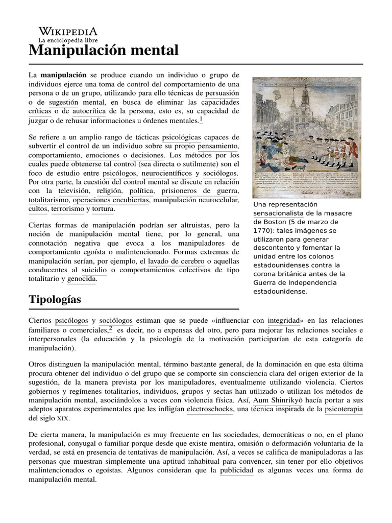 Manipulación mental - Wikipedia, la enciclopedia libre | PDF ...