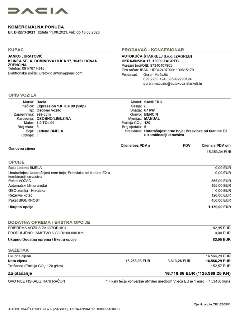 Ponuda D 2273 2023 Sandero | PDF