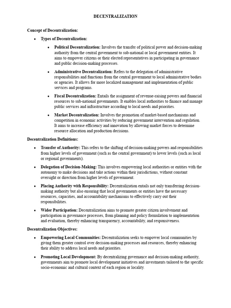 Concept of Decentralization | Download Free PDF | Decentralization | Governance