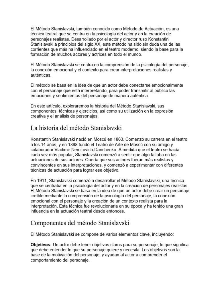 El Método Stanislavski | PDF | Interino | Actor