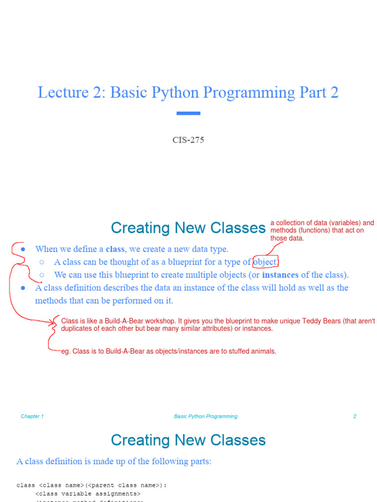 Lecture 2 Basic Python Programming Part 2 Pdf Class Computer 9744