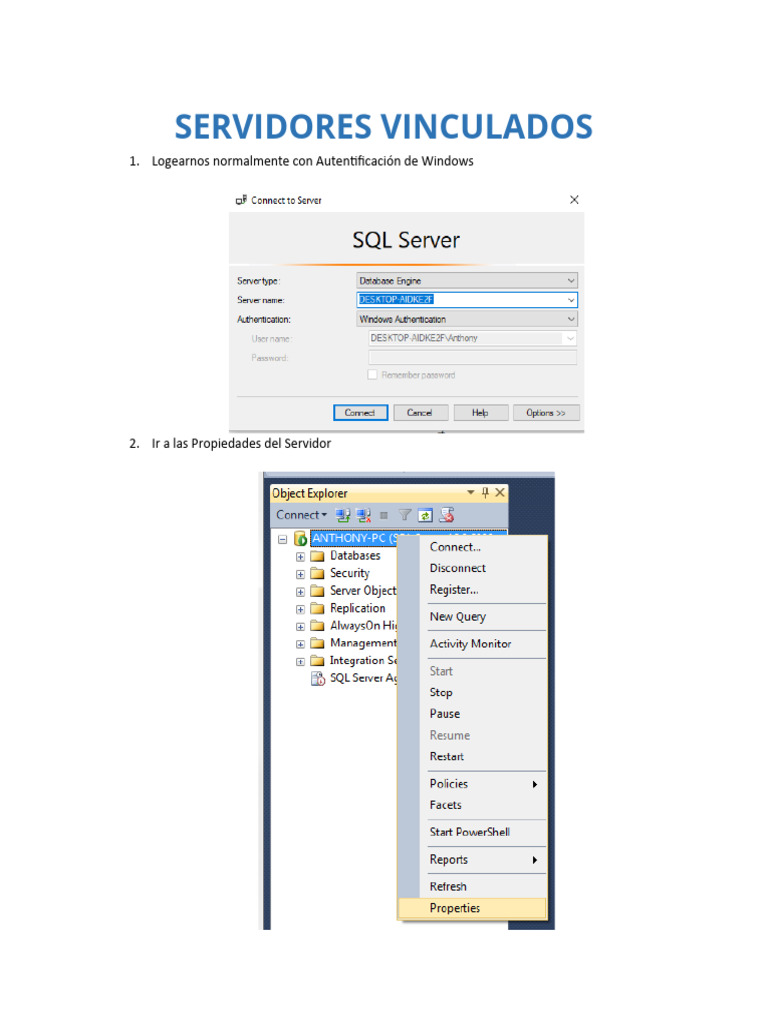 Servidores Vinculados SQLSERVER | PDF | Finanzas y dinero