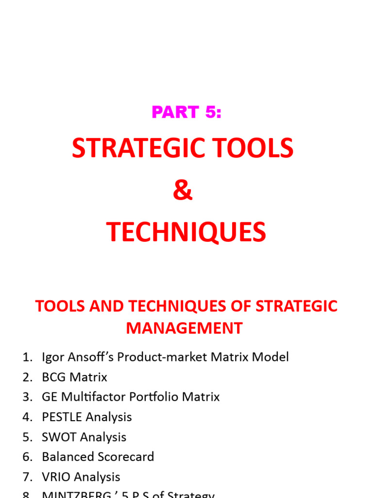 BSM 401 - Strategic Models Techniques & Tools | PDF | Strategic ...