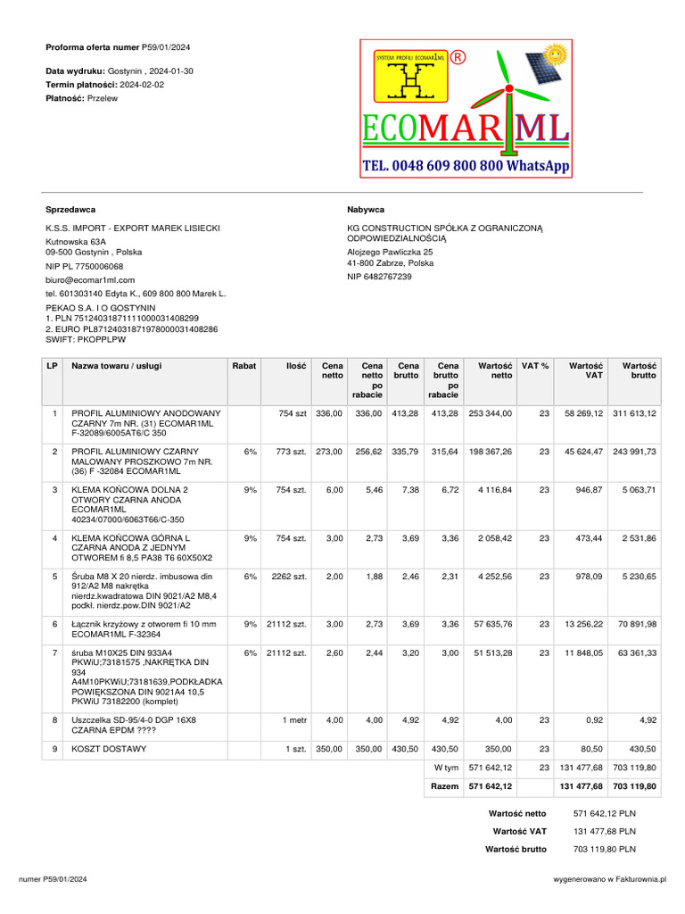 Proforma Oferta p59 01 2024 | PDF