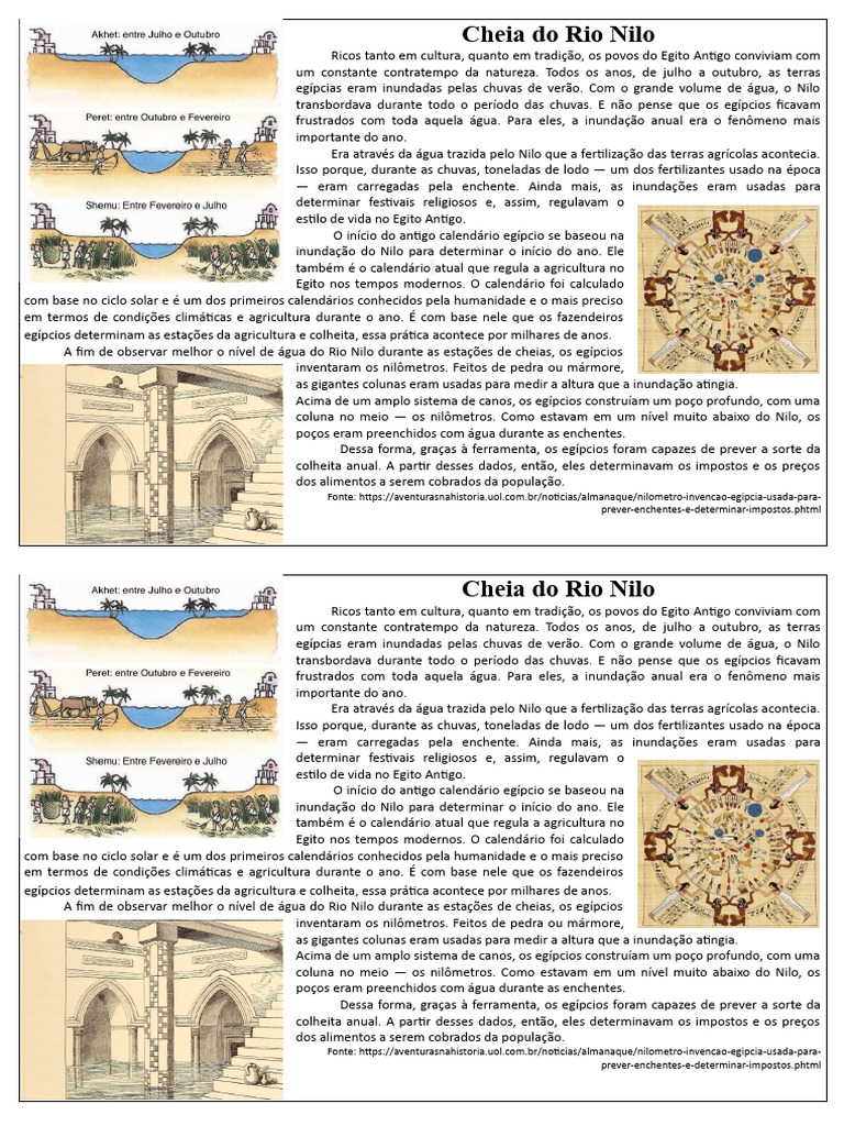 As cheias do Nilo, Calendário e Nilômetro | PDF | Antigo Egito | Enchente