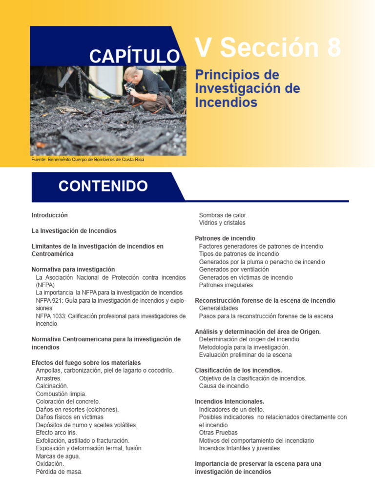 CAPITULO V, Sección 8 Principios de Investigacion de Incendio | PDF | Incendios | Bombero