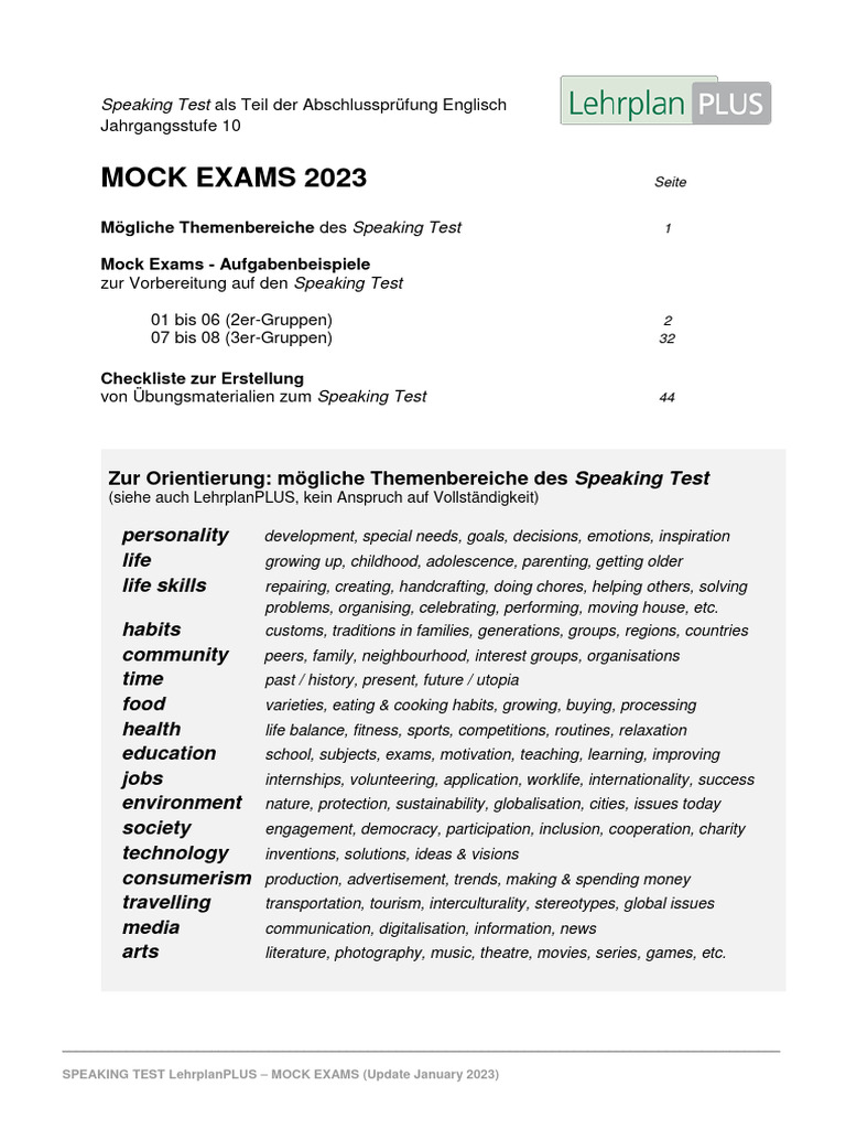 Speaking Mock Exams | PDF | Conversation