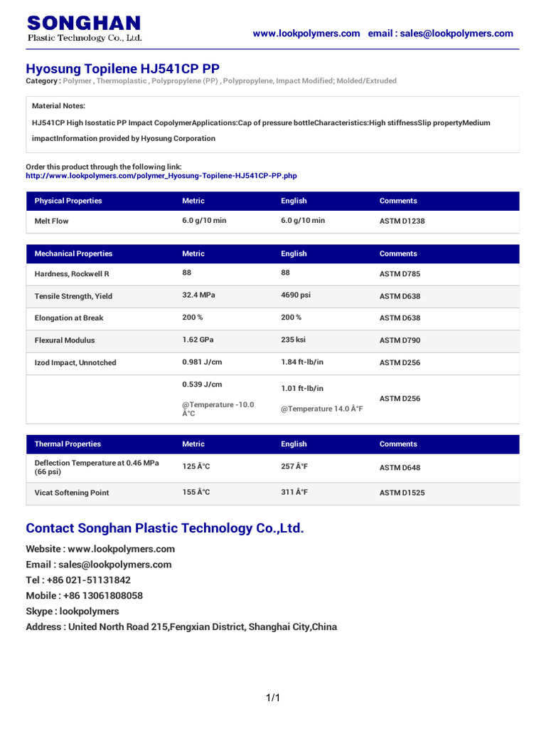 Hyosung Topilene HJ541CP Overview | PDF | Home & Garden | Science ...