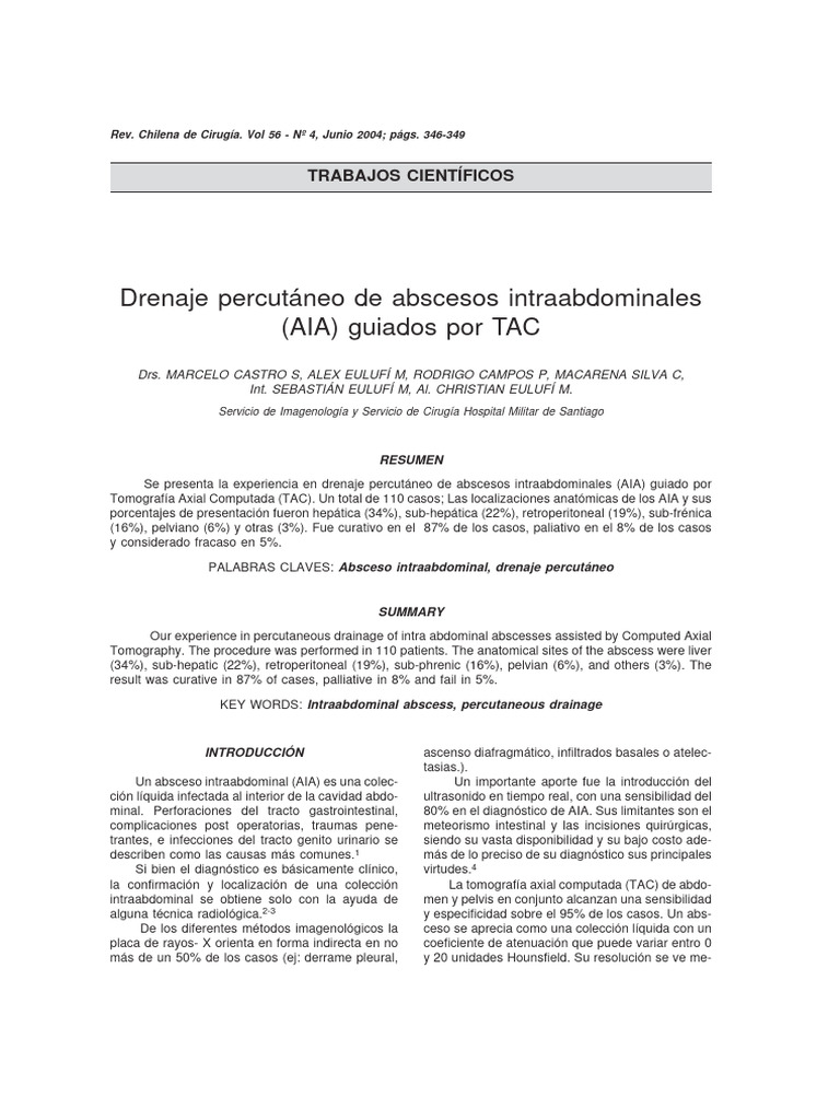 Drenaje Percutáneo de Abscesos Intraabdominales | PDF | Ct Scan ...
