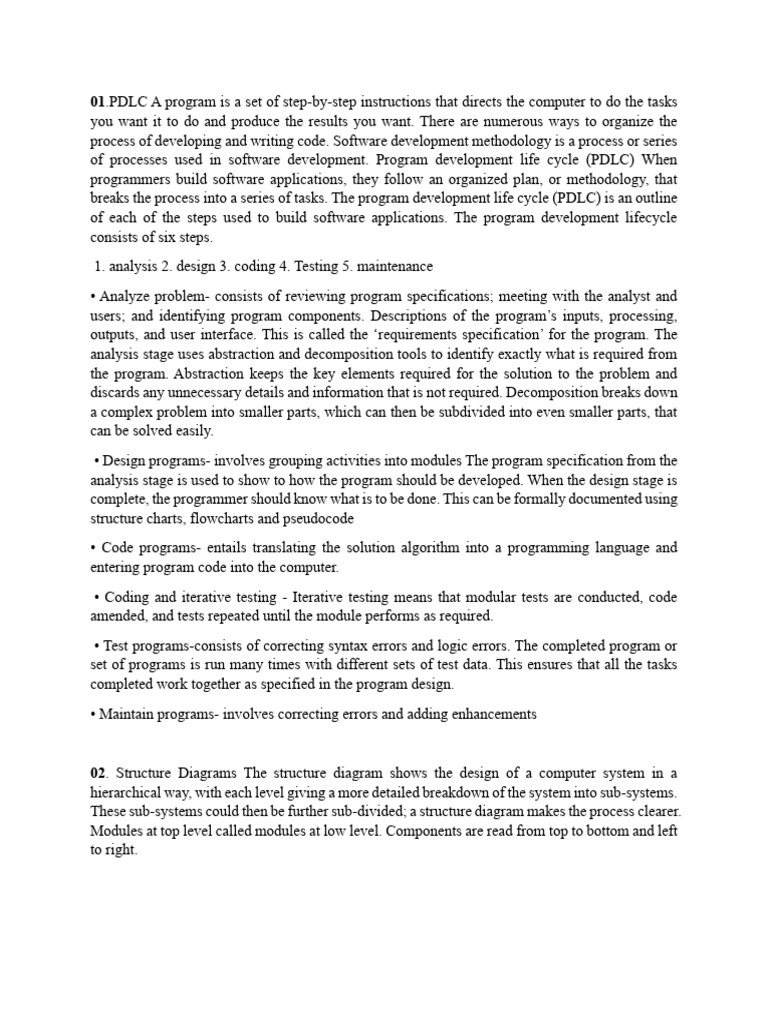 01.PDLC A Program Is A Set of Step-By-Step Instructions That Directs ...