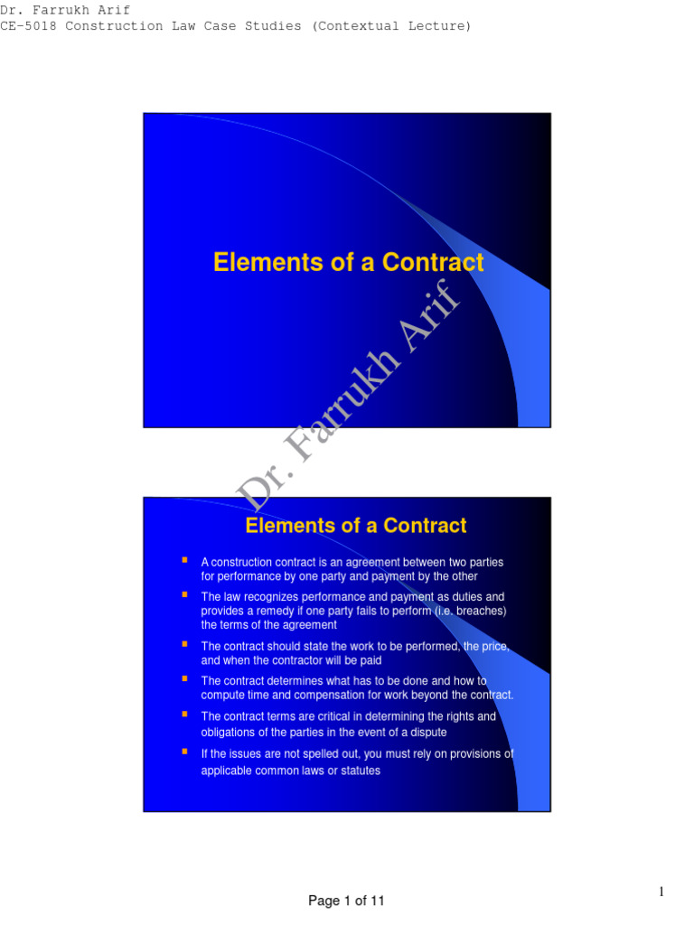 5 Elements Contract-Lecture | PDF | Equity (Law) | Common Law