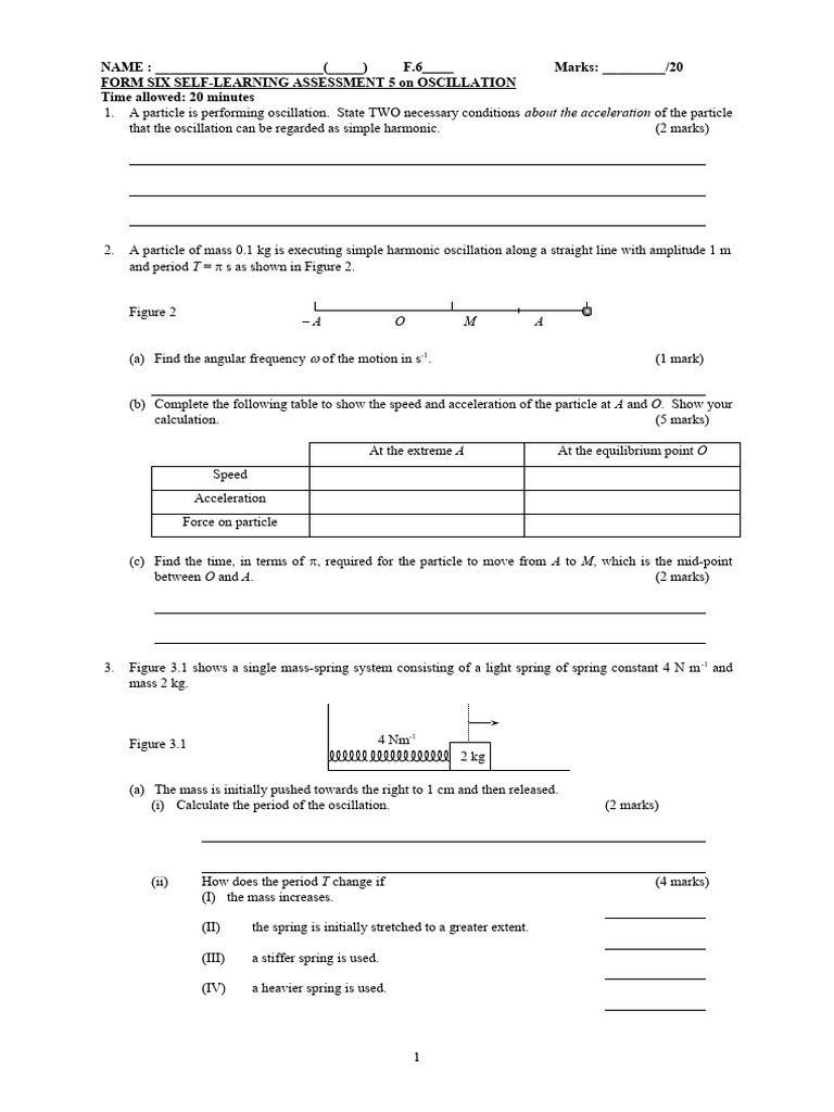 Self Learning 5. Oscillation (Student | PDF | Oscillation | Mechanical ...