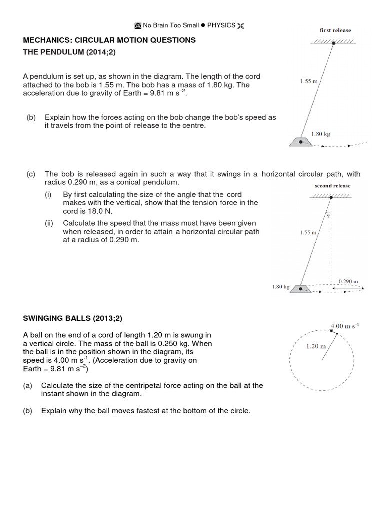 Mechanics of Circular Motion Problems | PDF | Force | Orbit