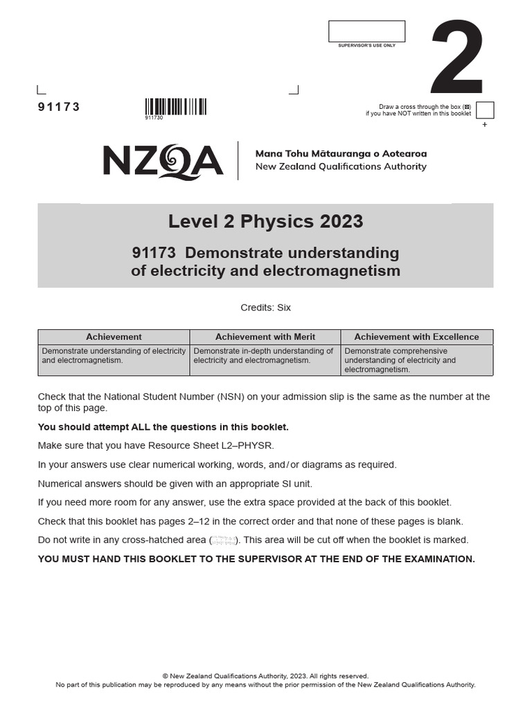 Physics 2023 Electricity and Magnetism Paper | PDF | Physical Quantities | Electricity