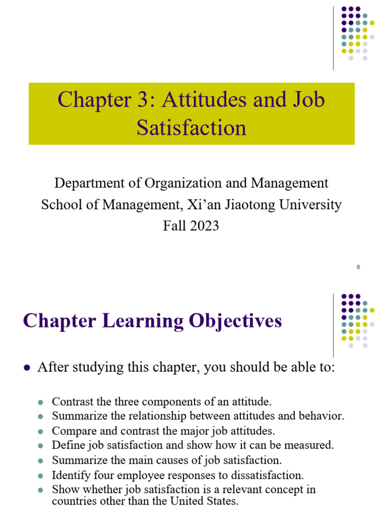 Class 3 OB - CH 03 - Attitudes and Job Satisfaction | PDF | Attitude ...