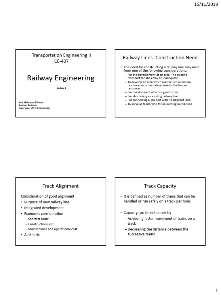 Transportation Engineering II (Lec - 4) | PDF | Rail Transport | Transport