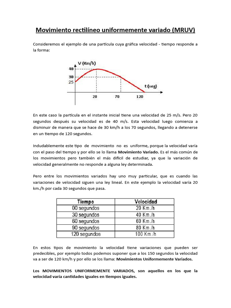 4) Mruv | PDF | Aceleración | Velocidad