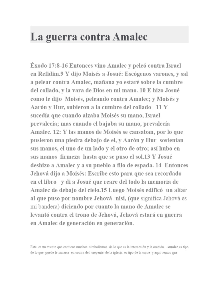 La Guerra Espiritual de Amalec | PDF | Oración | Moisés