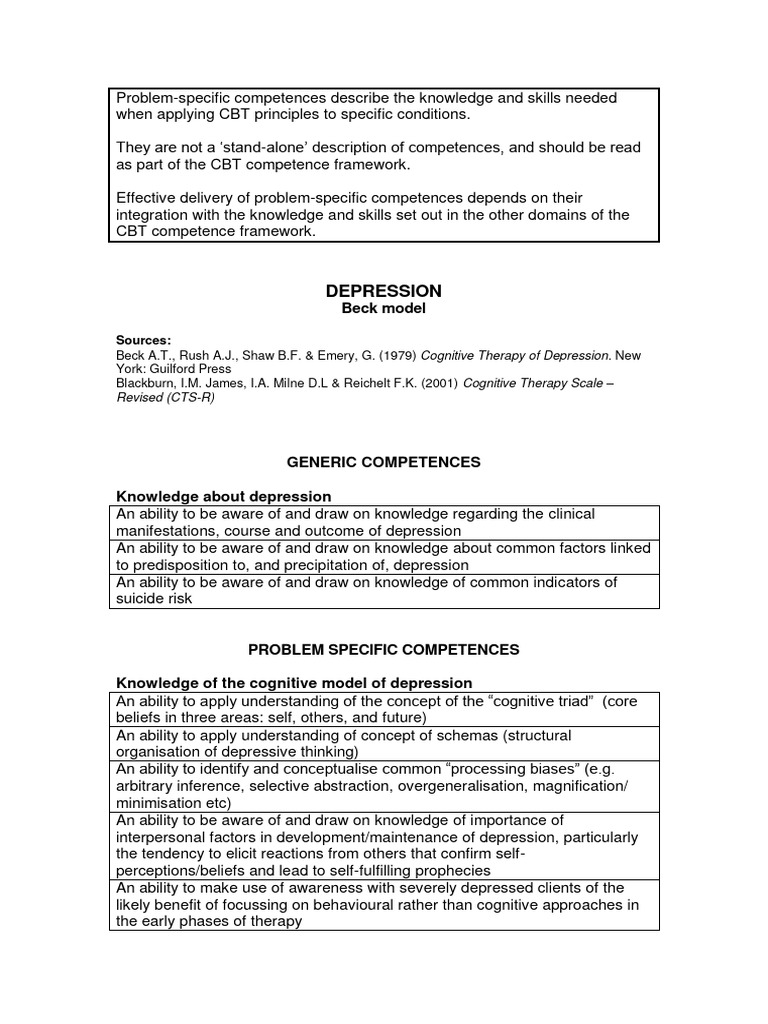 CBT Skills for Depression Therapy | PDF | Thought | Psychotherapy