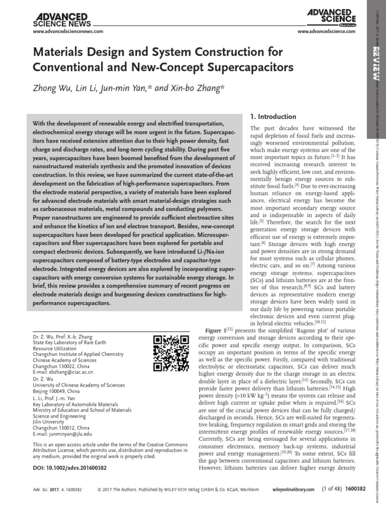 Advanced Science - 2017 - Wu - Materials Design and System Construction For Conventional and New ...
