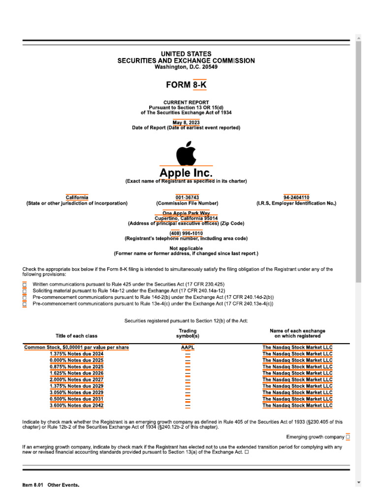 AAPL 8k 050823 | PDF