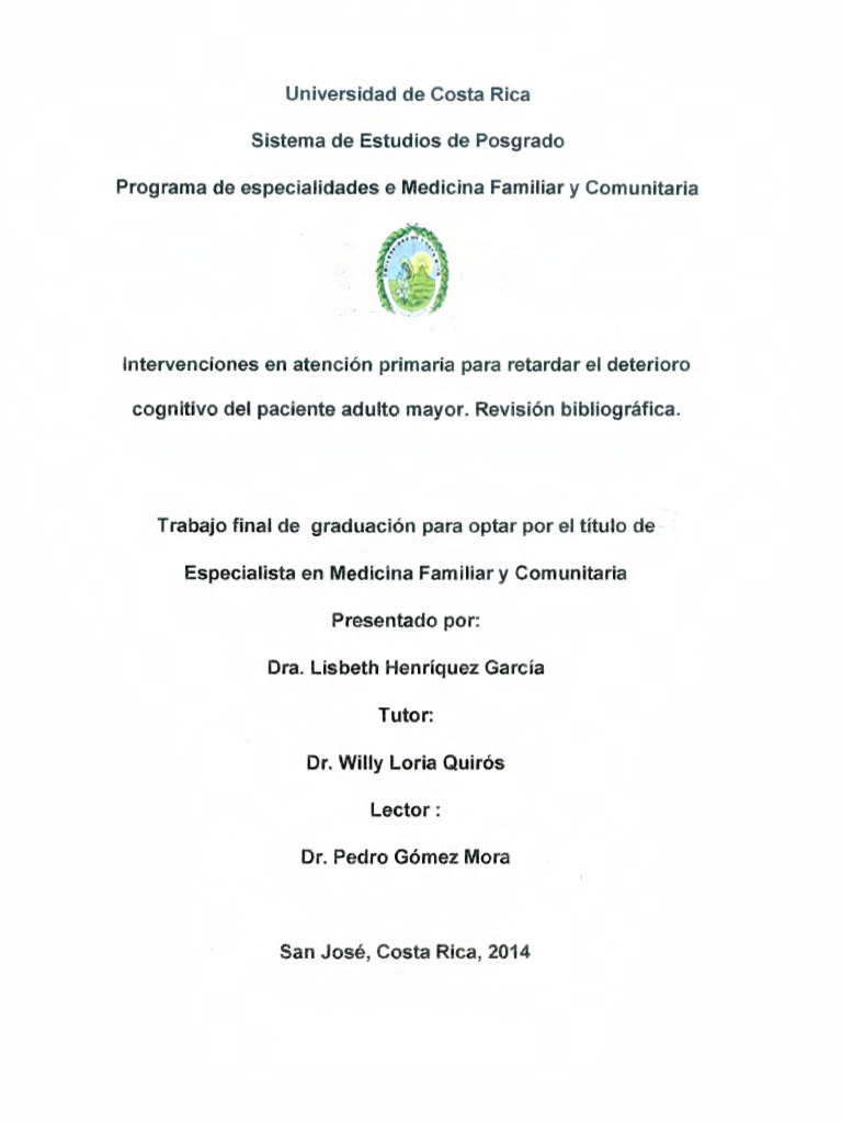 Intervenciones en Atención Primaria para Retardar El Deterioro ...