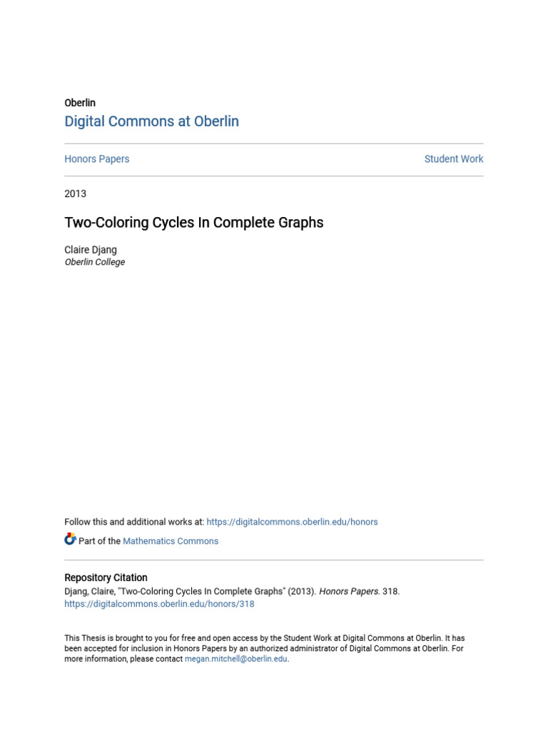 Two-Coloring Cycles in Graphs | PDF | Vertex (Graph Theory) | Graph Theory