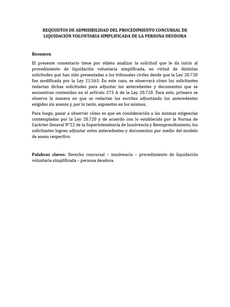 Liquidación Voluntaria Simplificada de La Persona Deudora | PDF ...