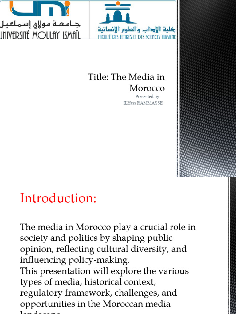 Présentation1 Media in Morocco | PDF | Media (Communication) | News Media