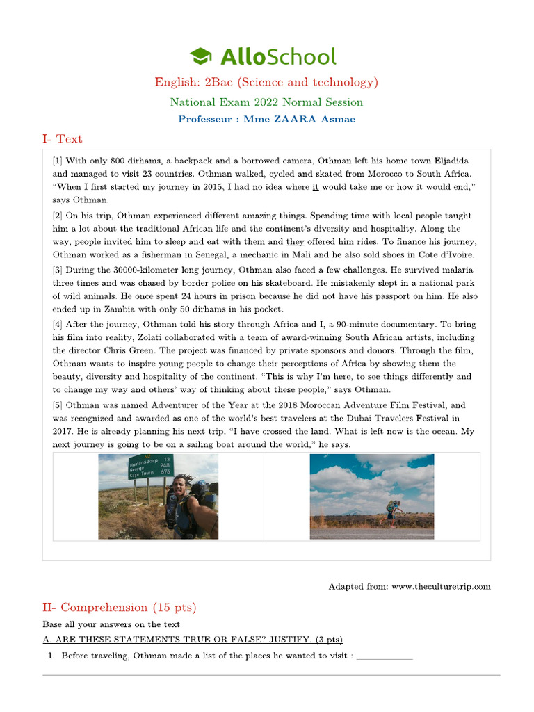 English National Exam 2022 Normal Session Science and Technology 10 | PDF