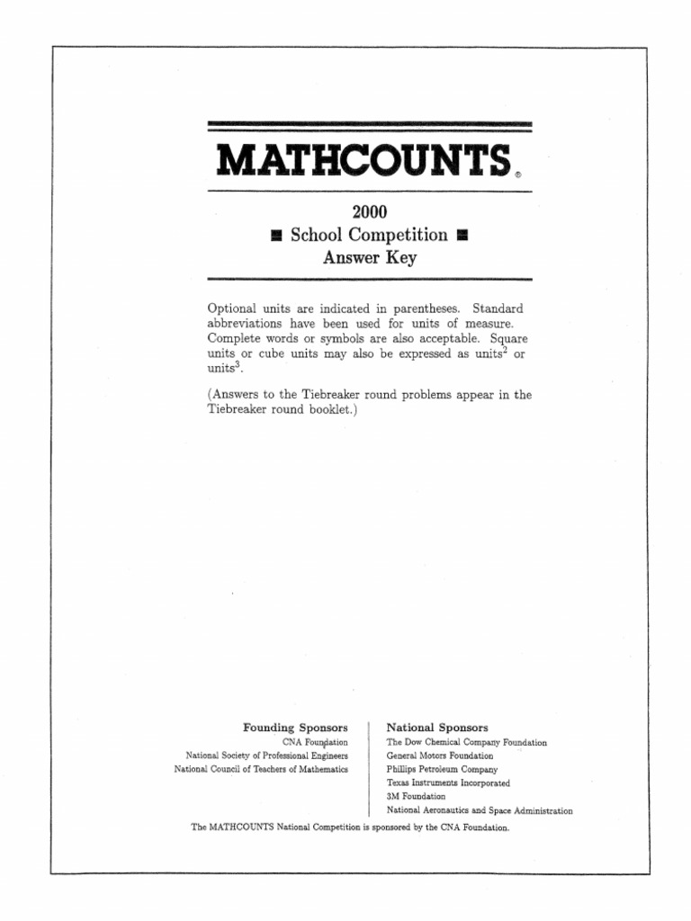 2000 School Answer Key PDF
