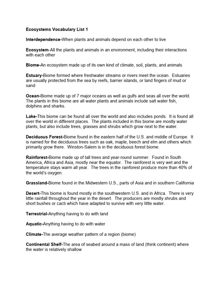 Ecosystem Vocabulary Overview | PDF | Ecosystem | Ecoregions