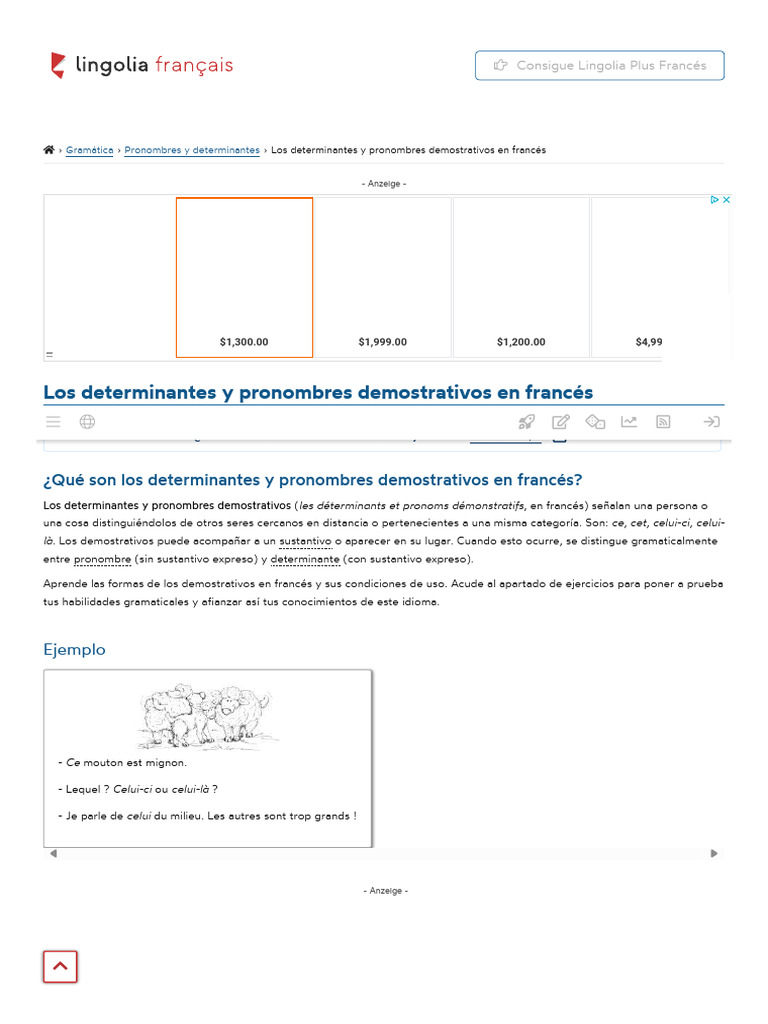Los Determinantes y Pronombres Demostrativos en Francés | PDF ...
